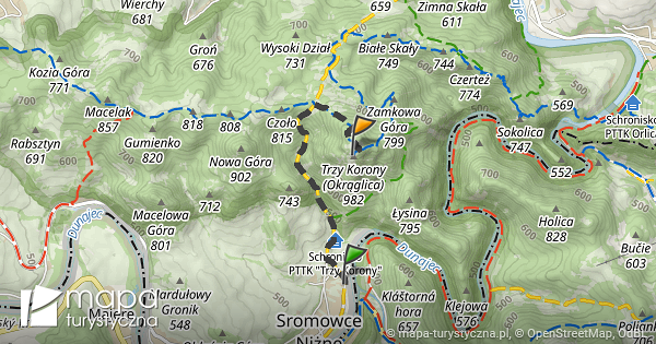 Trasa do: Trzy Korony | mapa-turystyczna.pl