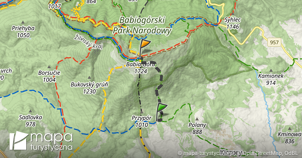 Trasa do: Babia Góra (Diablak) | mapa-turystyczna.pl