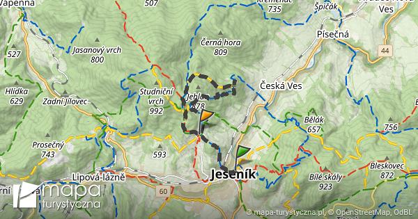 Trasa: Jeseník – Rozejście szlaków | mapa-turystyczna.pl