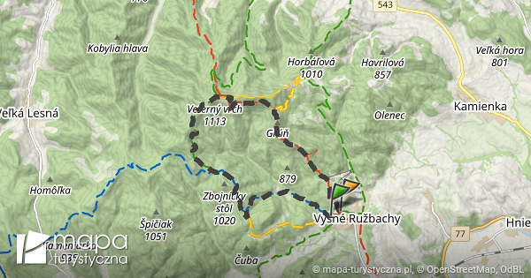 Trasa: Vyšné Ružbachy, kúpele – Vyšné Ružbachy | mapa-turystyczna.pl
