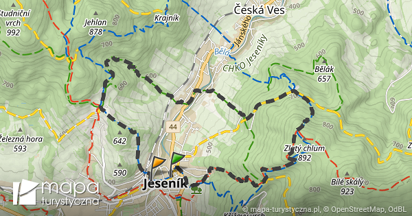 Trasa: Jeseník – Jeseník, Tyršova | mapa-turystyczna.pl