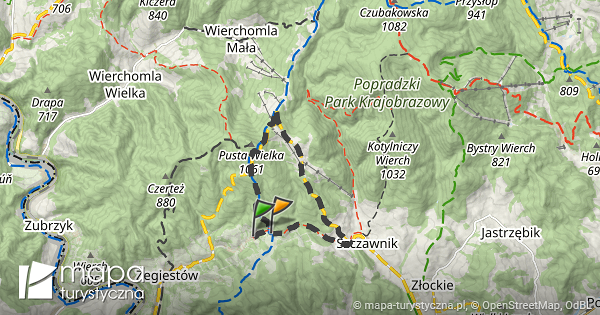 Trasa do: Palenica, odejście szlaku niebieskiego | mapa-turystyczna.pl