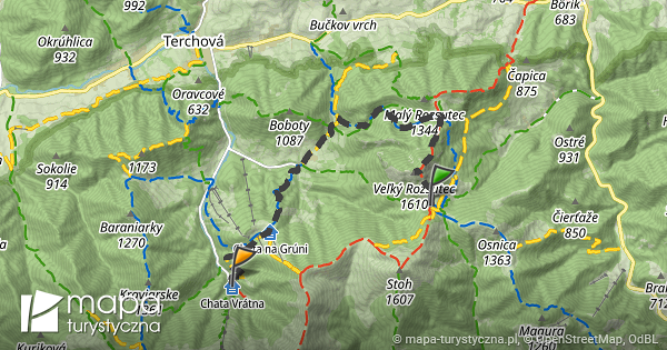 Trasa: Medziholie – Vrátna, chata | mapa-turystyczna.pl