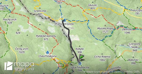 Trasa: Schronisko Orle – Orle, rozejście szlaków | mapa-turystyczna.pl