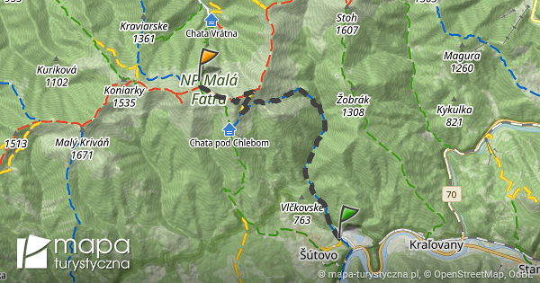 Trasa: Rieka – Výťah, hor. stanica | mapa-turystyczna.pl