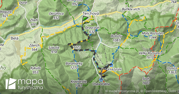 Trasa: Dolina Obšívanka – Vrátna, chata | mapa-turystyczna.pl