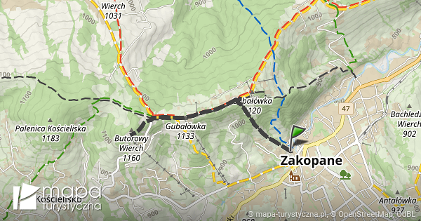 Trasa: Gubałówka, stacja dolna kolejki – Gubałówka, stacja dolna ...