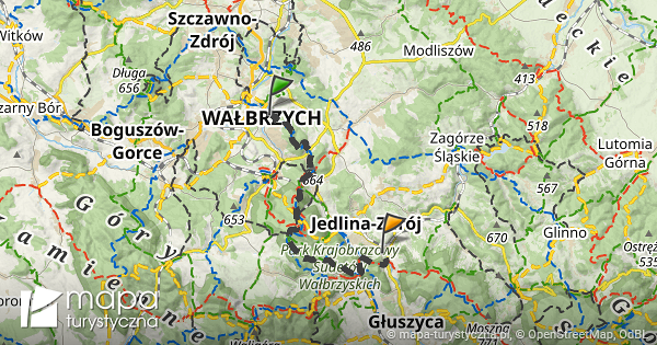 Trasa przez: Borowa | mapa-turystyczna.pl