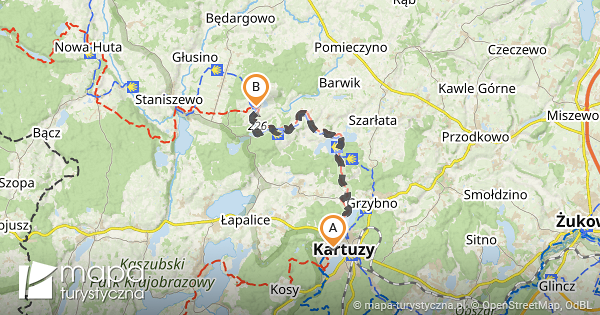 Trasa z: Kartuzy, cmentarz | mapa-turystyczna.pl