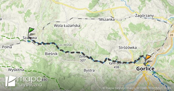Trasa: Szalowa – Gorlice | mapa-turystyczna.pl