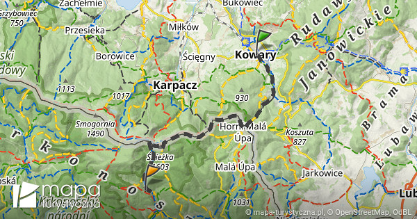 Trasa z: Kowary | mapa-turystyczna.pl