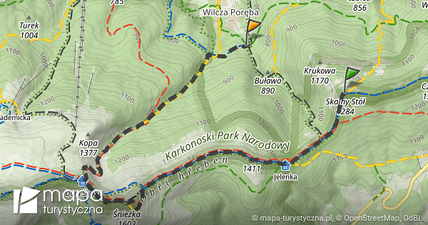 Trasa: Skalny Stół – Karpacz, Szeroki Most | mapa-turystyczna.pl