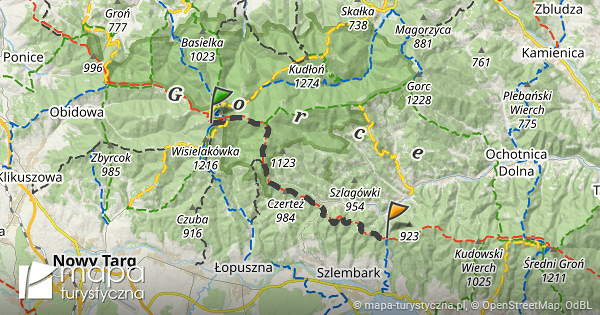 Trasa: Turbacz – Pod Kotelnicą | mapa-turystyczna.pl