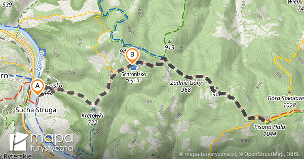 Trasa: Rytro, Zazamcze – Schronisko Cyrla | mapa-turystyczna.pl