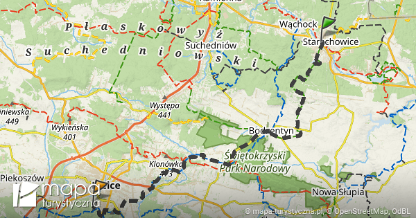 Trasa z: Starachowice, dworzec autobusowy | mapa-turystyczna.pl