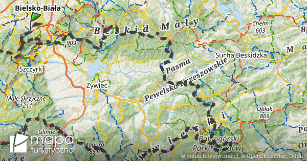 Trasa przez: Babia Góra (Diablak) | mapa-turystyczna.pl
