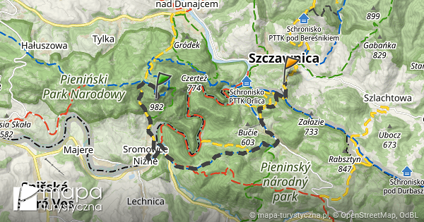 Trasa z: Trzy Korony | mapa-turystyczna.pl