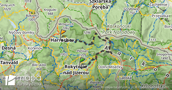 Trasa: Horní Rokytnice, autobusové nádraží – Harrachov | mapa ...
