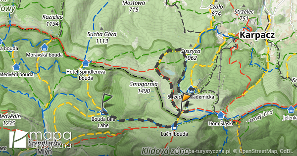Trasa: Bouda u Bílého Labe – Równia pod Śnieżką | mapa-turystyczna.pl