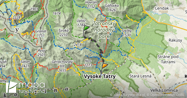 Trasa: Sedielko (Lodowa Przełęcz) – Starý Smokovec, Tatranská ...