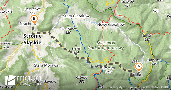 Trasa: Bielice – Stronie Śląskie, dworzec kolejowy | mapa-turystyczna.pl