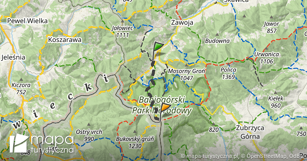 Trasa: Zawoja, Wilczna – Babia Góra (Diablak) | mapa-turystyczna.pl