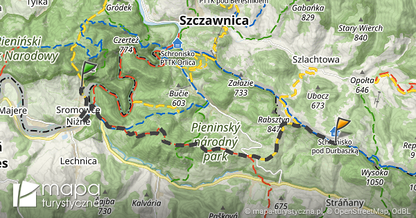 Trasa: Schronisko PTTK Trzy Korony – Durbaszka | mapa-turystyczna.pl