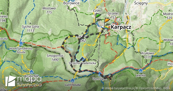 Trasa: Świątynia Wang – Karpacz, Hotel Majestic | mapa-turystyczna.pl