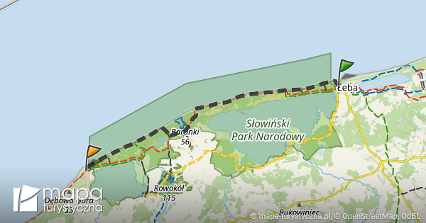 Trasa: Łeba, ul. Turystyczna – Rowy | mapa-turystyczna.pl
