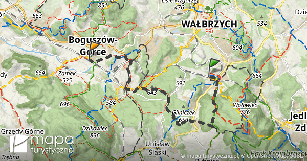 Trasa do: Boguszów-Gorce, stacja kolejowa | mapa-turystyczna.pl
