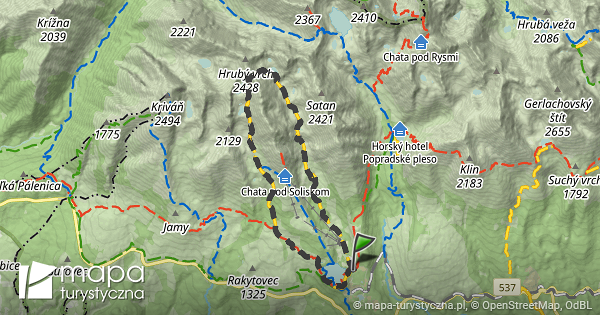 Trasa przez: Bystrá lávka | mapa-turystyczna.pl