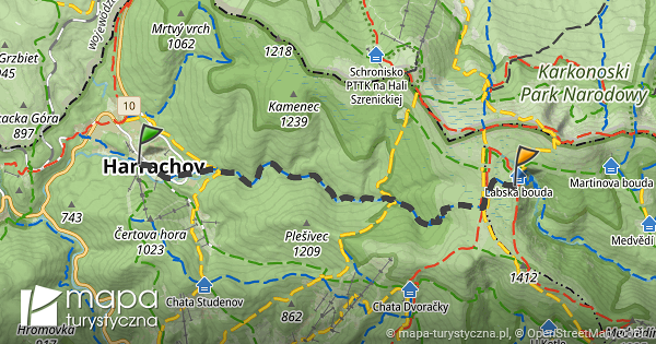 Trasa: Harrachov – U Labské boudy | mapa-turystyczna.pl