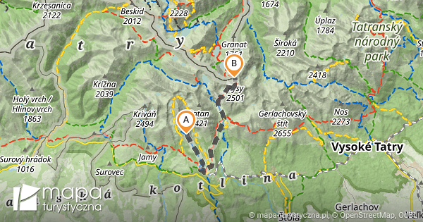 Trasa z: Chata pod Soliskom | mapa-turystyczna.pl