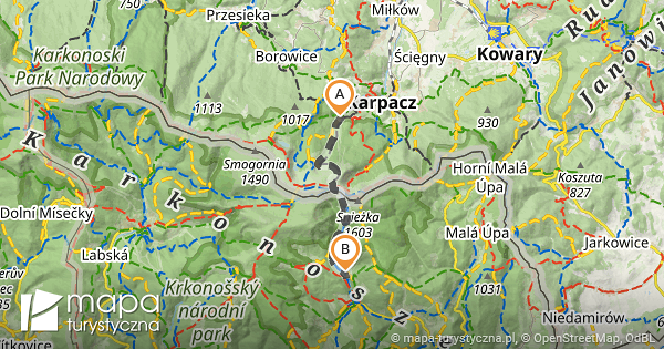 Trasa z: Karpacz, ul. Olimpijska | mapa-turystyczna.pl