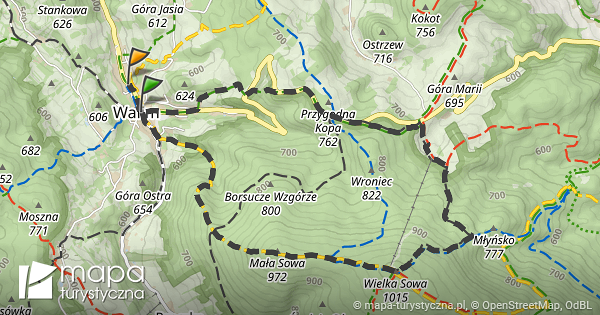 Trasa: Walim, CKiT – Walim, przystanek autobusowy | mapa-turystyczna.pl
