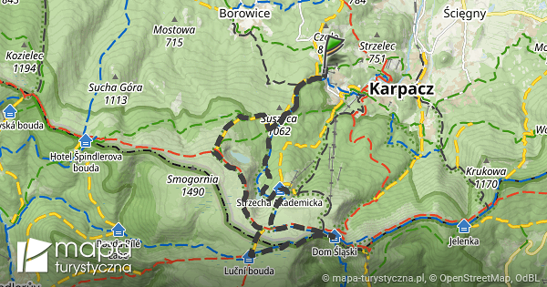 Trasa do: Karpacz, skrzyżowanie przy Kościele Wang | mapa-turystyczna.pl