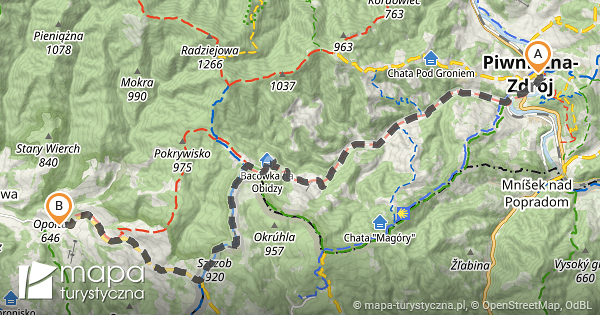 Trasa z: Piwniczna-Zdrój | mapa-turystyczna.pl