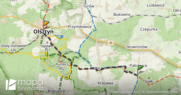 Trasa: Pabianice – Olsztyn | mapa-turystyczna.pl