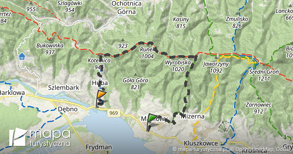 Trasa: Maniowy – Huba | mapa-turystyczna.pl