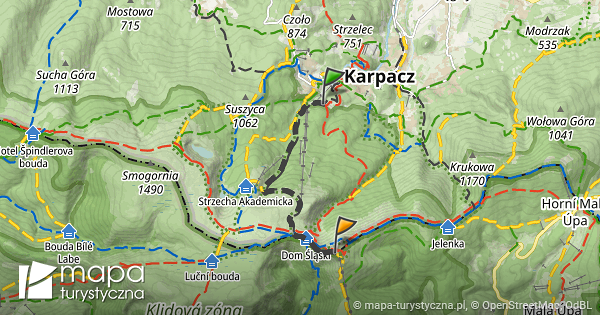 Trasa z: Karpacz, Orlinek | mapa-turystyczna.pl
