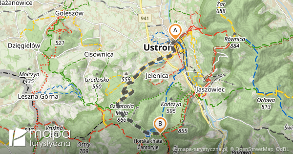 Trasa: Ustroń – Czantoria Wielka | mapa-turystyczna.pl
