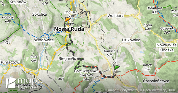 Trasa: Słupiec – Nowa Ruda | mapa-turystyczna.pl