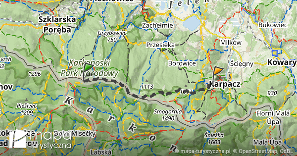 Trasa: Śnieżne Kotły – Karpacz, Biały Jar | mapa-turystyczna.pl