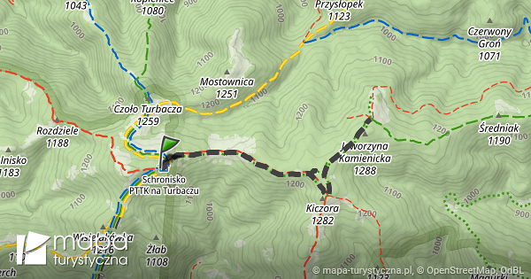 Trasa: Schronisko PTTK Turbacz – Schronisko PTTK Turbacz | mapa ...