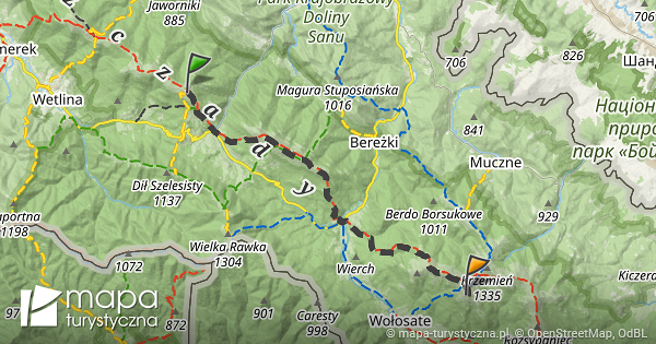 Trasa: Schron turystyczny BdPN Chatka Puchatka – Tarnica | mapa ...