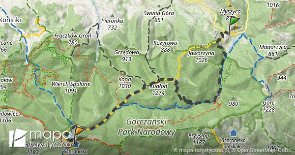 Trasa: Rzeki – Schronisko PTTK Turbacz | mapa-turystyczna.pl