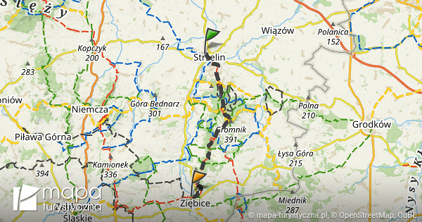 Trasa z: Strzelin, stacja kolejowa | mapa-turystyczna.pl