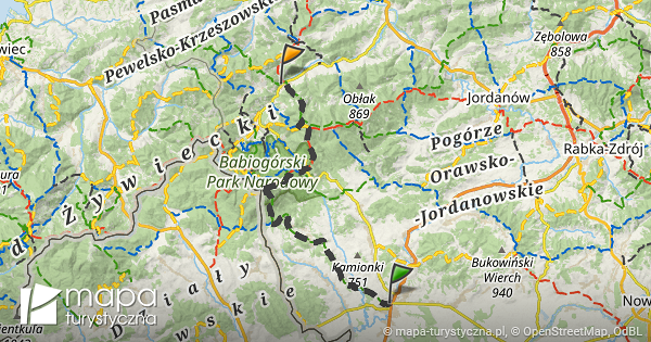 Trasa: Jabłonka – Zawoja, Centrum | mapa-turystyczna.pl
