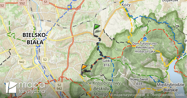Trasa: Bielsko-Biała, Lipnik – Bielsko-Biała, Straconka | mapa ...