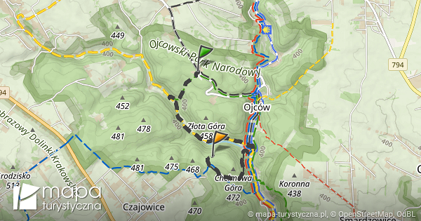 Trasa: Złota Góra, parking – Grota Łokietka | mapa-turystyczna.pl